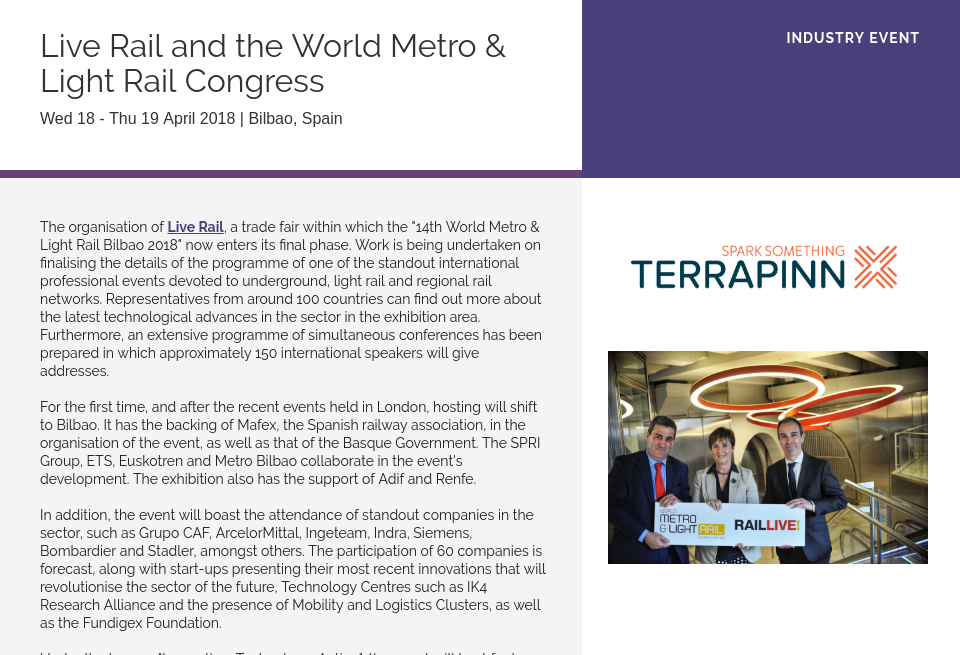 Event: Live Rail and the World Metro and Light Rail Congress - Future ...