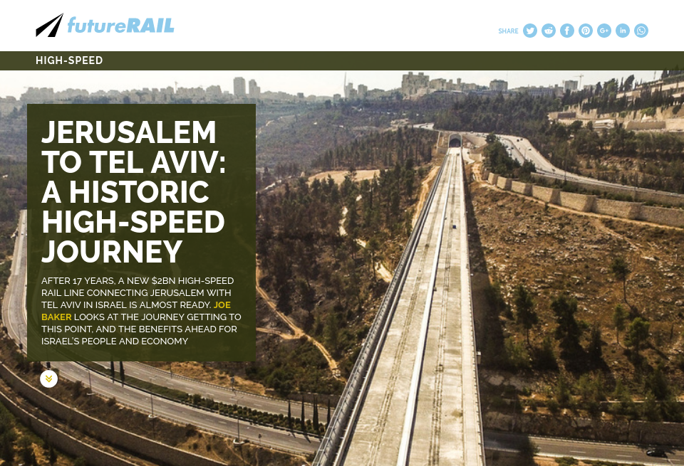 Jerusalem to Tel Aviv: a historic high-speed journey - Future Rail ...