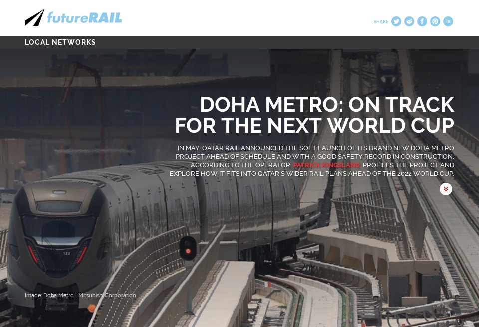 Doha Metro: on track for the next World Cup - Future Rail | Issue 76 ...