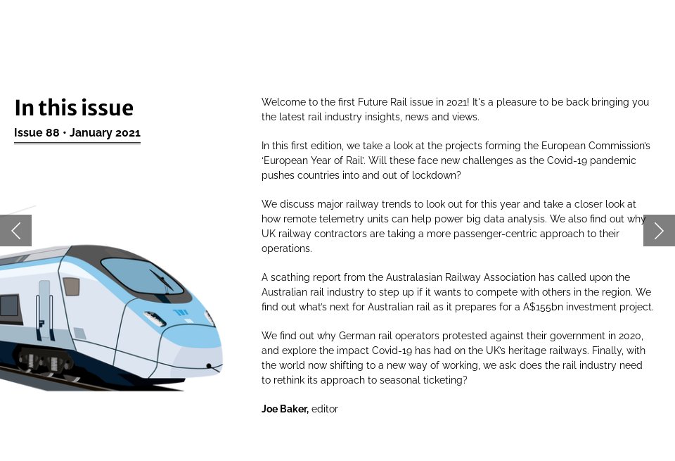 Railway trends in 2021: what’s next for the industry? - Future Rail ... Railway trends in 2021: what’s next for the industry? - Future Rail ...