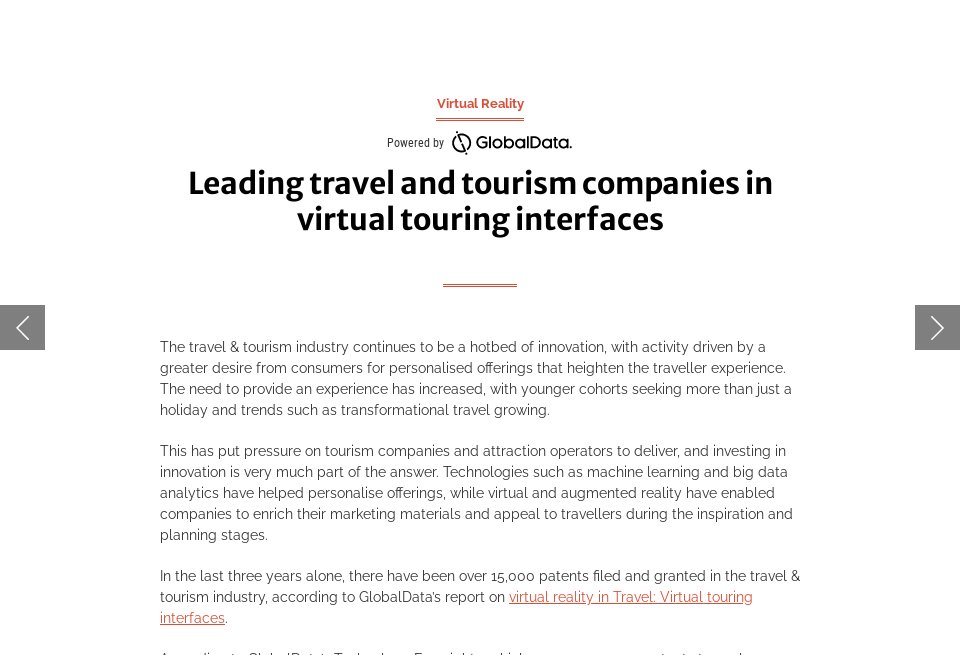 Leading travel and tourism companies in virtual touring interfaces - Future Rail | Issue 100 ...