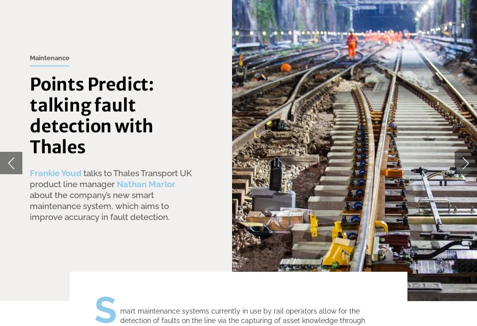 Points Predict: talking fault detection with Thales - Future Rail ...