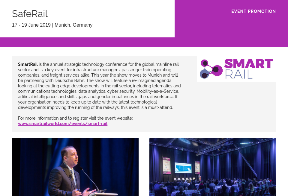 Event: SmartRail - Future Rail | Issue 74 | June 2019