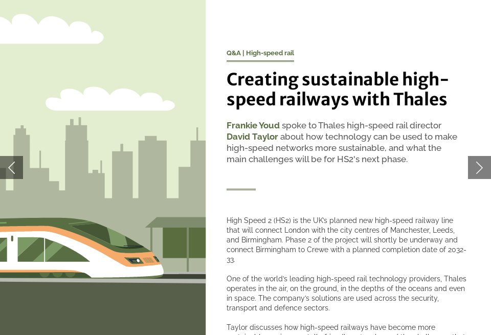 Creating sustainable high-speed railways with Thales - Future Rail ...