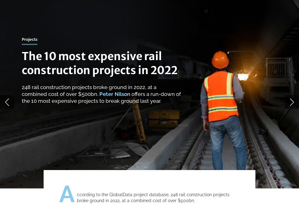 The 10 most expensive rail construction projects in 2022 - Future Rail ...