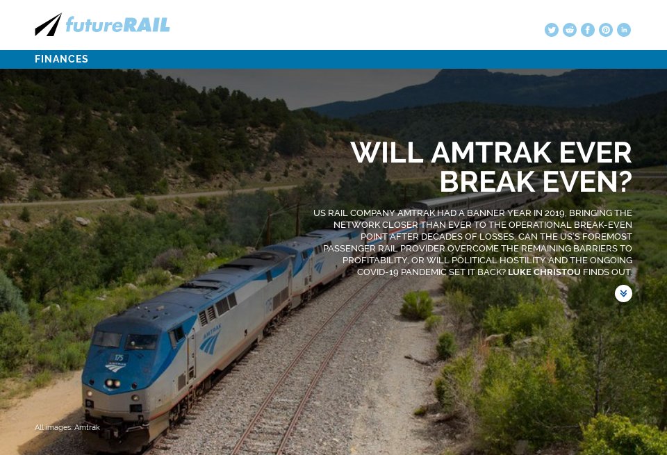 Will Amtrak ever break even? - Future Rail | Issue 84 | May 2020