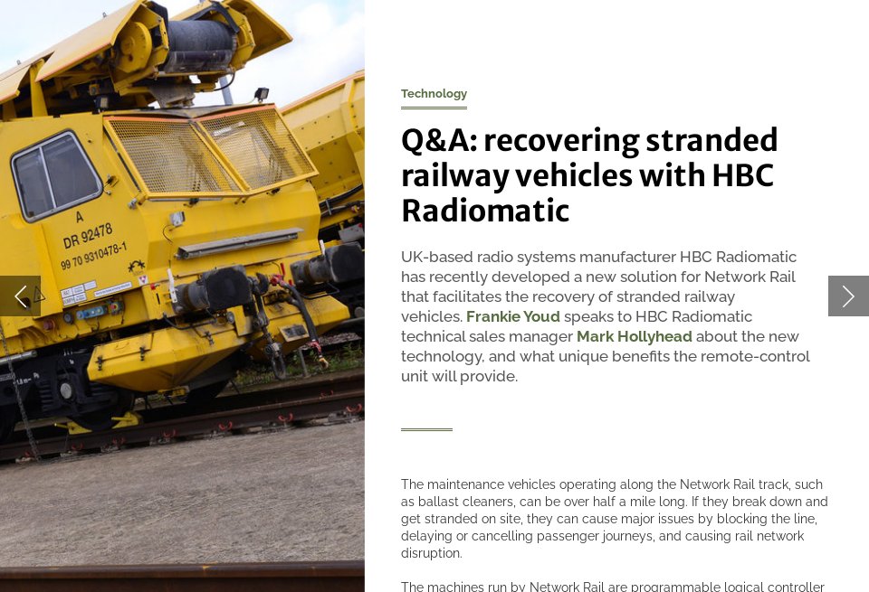 Recovering stranded railway vehicles with HBC Radiomatic - Future Rail ...
