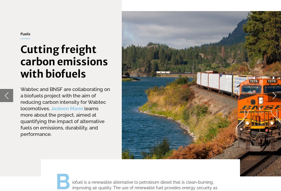 Cutting freight carbon emissions with biofuels - Future Rail | Issue 96 ...