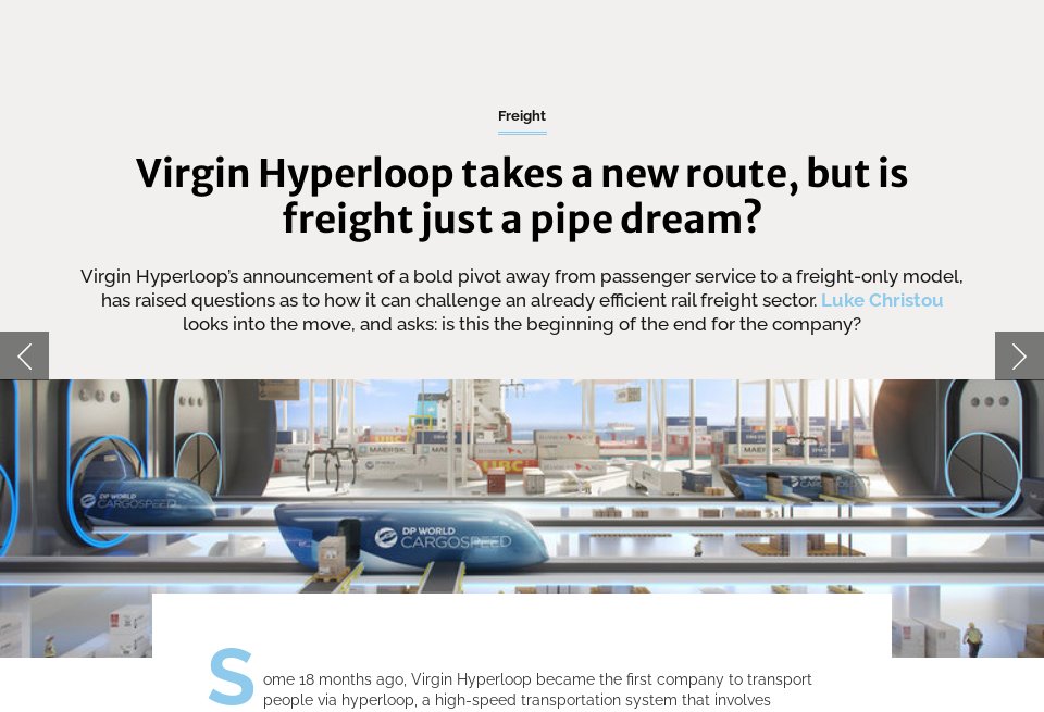 Virgin Hyperloop takes a new route, but is freight just a pipe dream ...