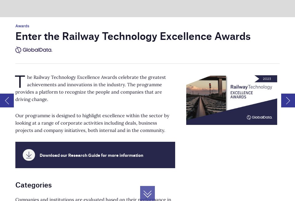 Enter the Railway Technology Excellence Awards - Future Rail | Issue ...