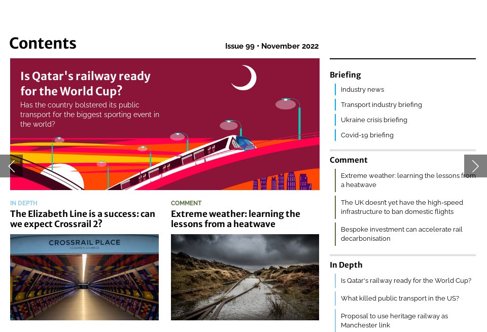 In this issue - Future Rail | Issue 99 | November 2022 In this issue - Future Rail | Issue 99 | November 2022