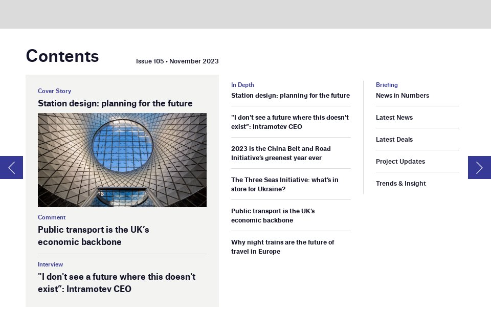 Trends & Insight - Future Rail | Issue 105 | November 2023 Trends & Insight - Future Rail | Issue 105 | November 2023
