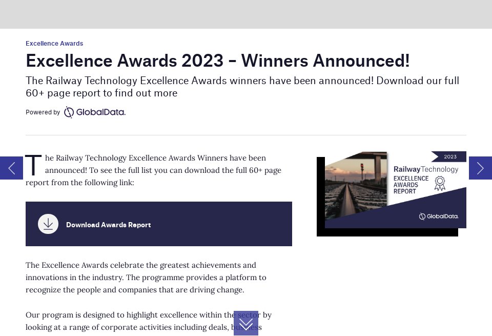 Excellence Awards - Future Rail | Issue 105 | November 2023