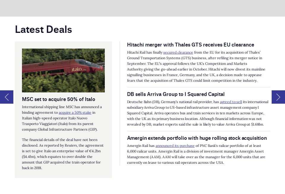 Latest Deals - Future Rail | Issue 105 | November 2023