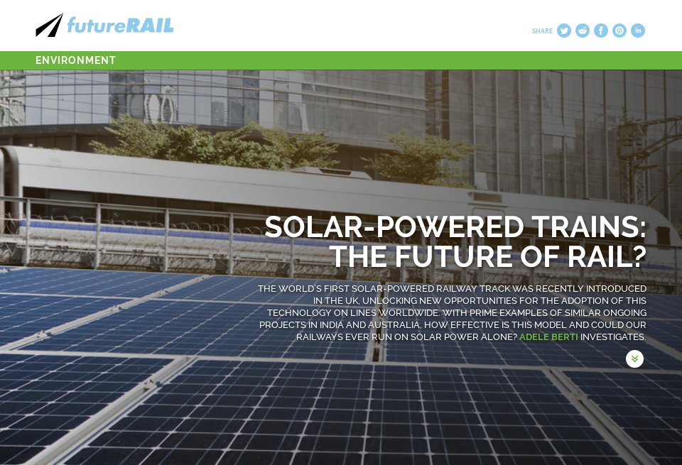 Solar-powered trains: the future of rail? - Future Rail | Issue 78 ...