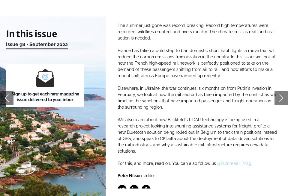 In This Issue Future Rail Issue 98 September 2022