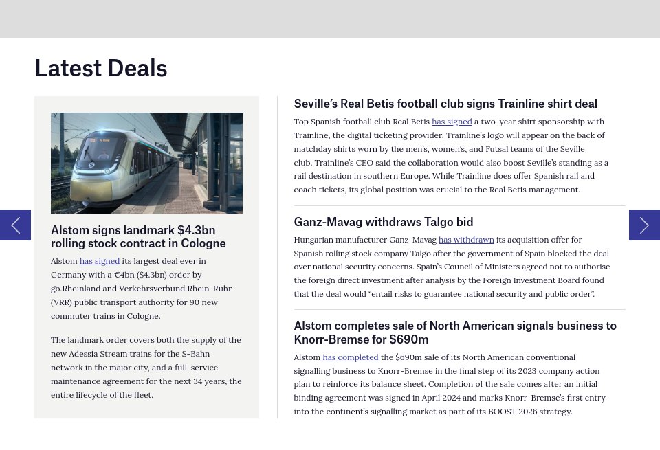 Latest Deals - Future Rail | Issue 107 | September 2024